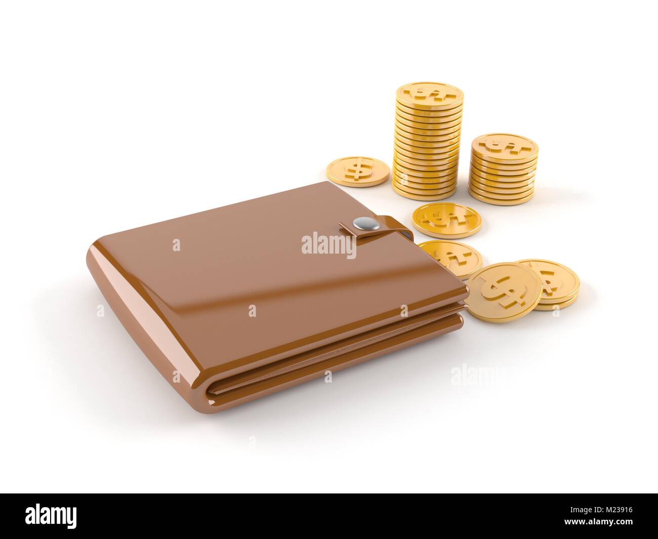 Wallet with coin isolated on white background Stock Photo - Alamy