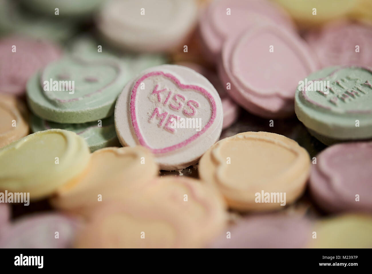 Swizzels Matlow of New Mills making Love heart sweets Stock Photo - Alamy
