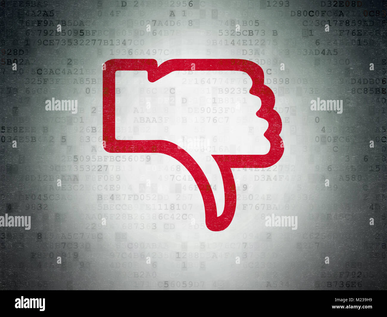 Social media concept: Thumb Down on Digital Data Paper background Stock ...