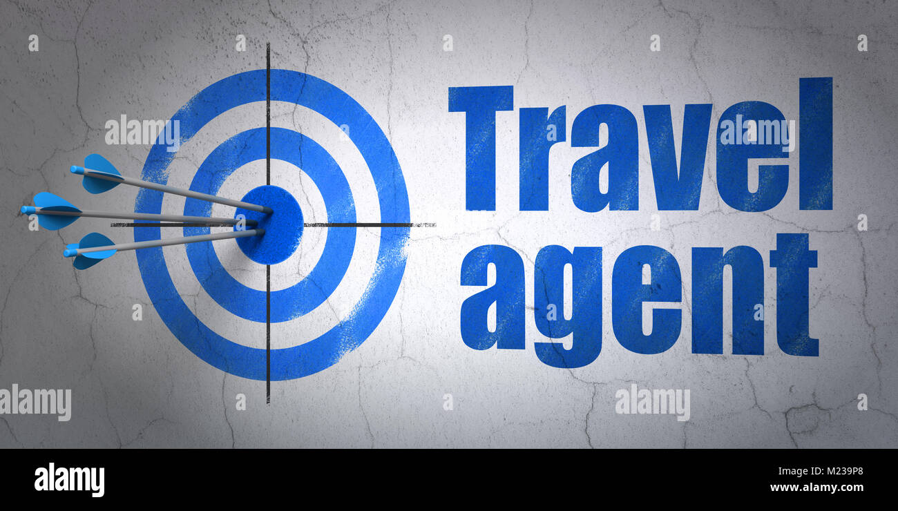 Travel concept: target and Travel Agent on wall background Stock Photo ...