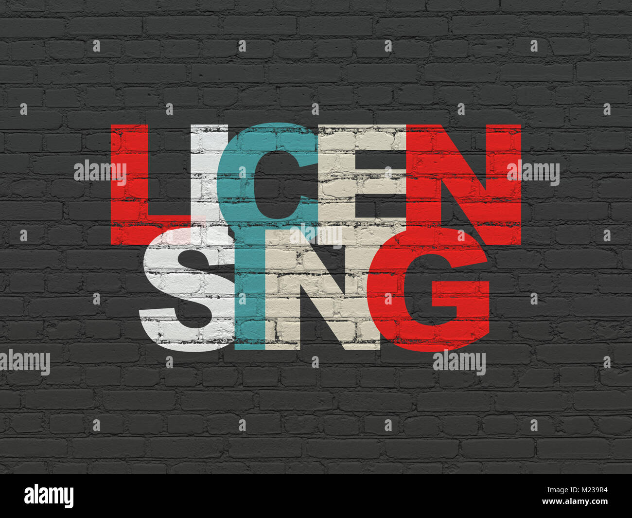 Law concept: Licensing on wall background Stock Photo - Alamy