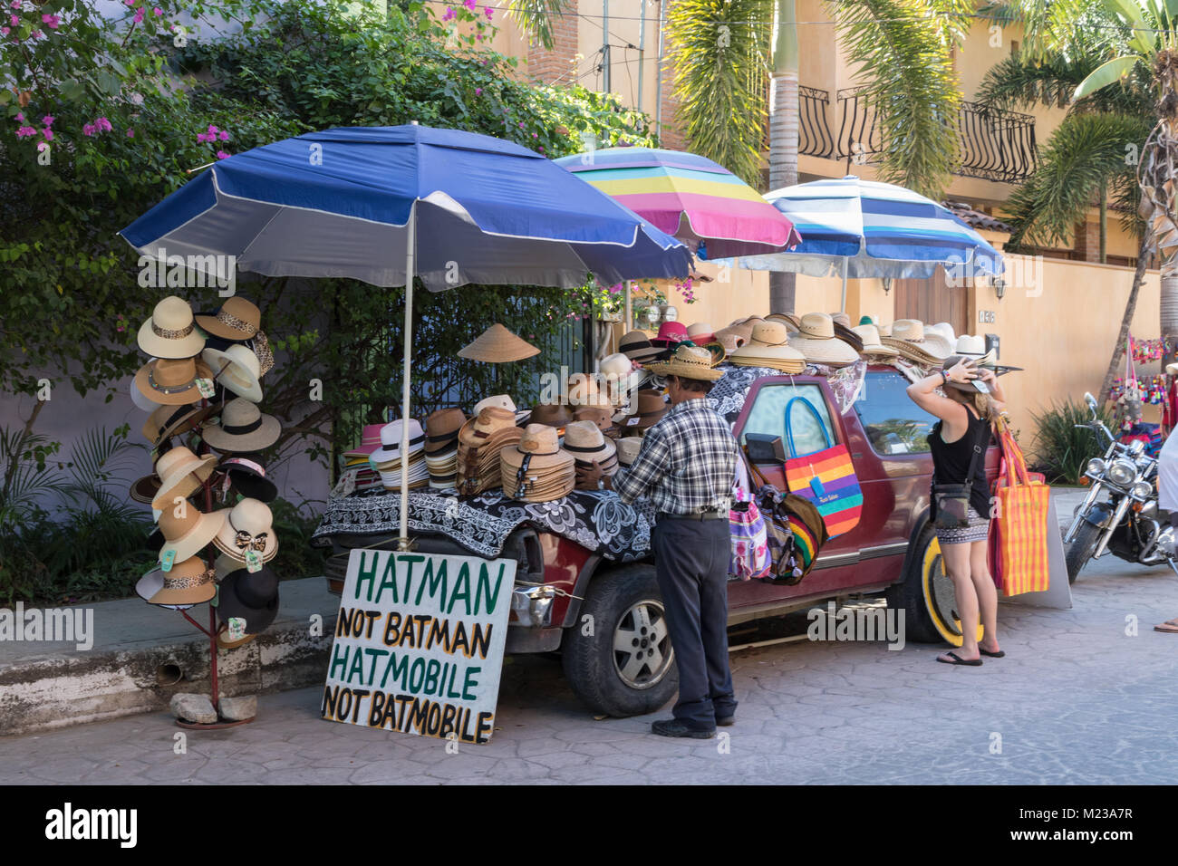 Street scene in Bucerias, a small fishing village near Puerto Vallarta ...