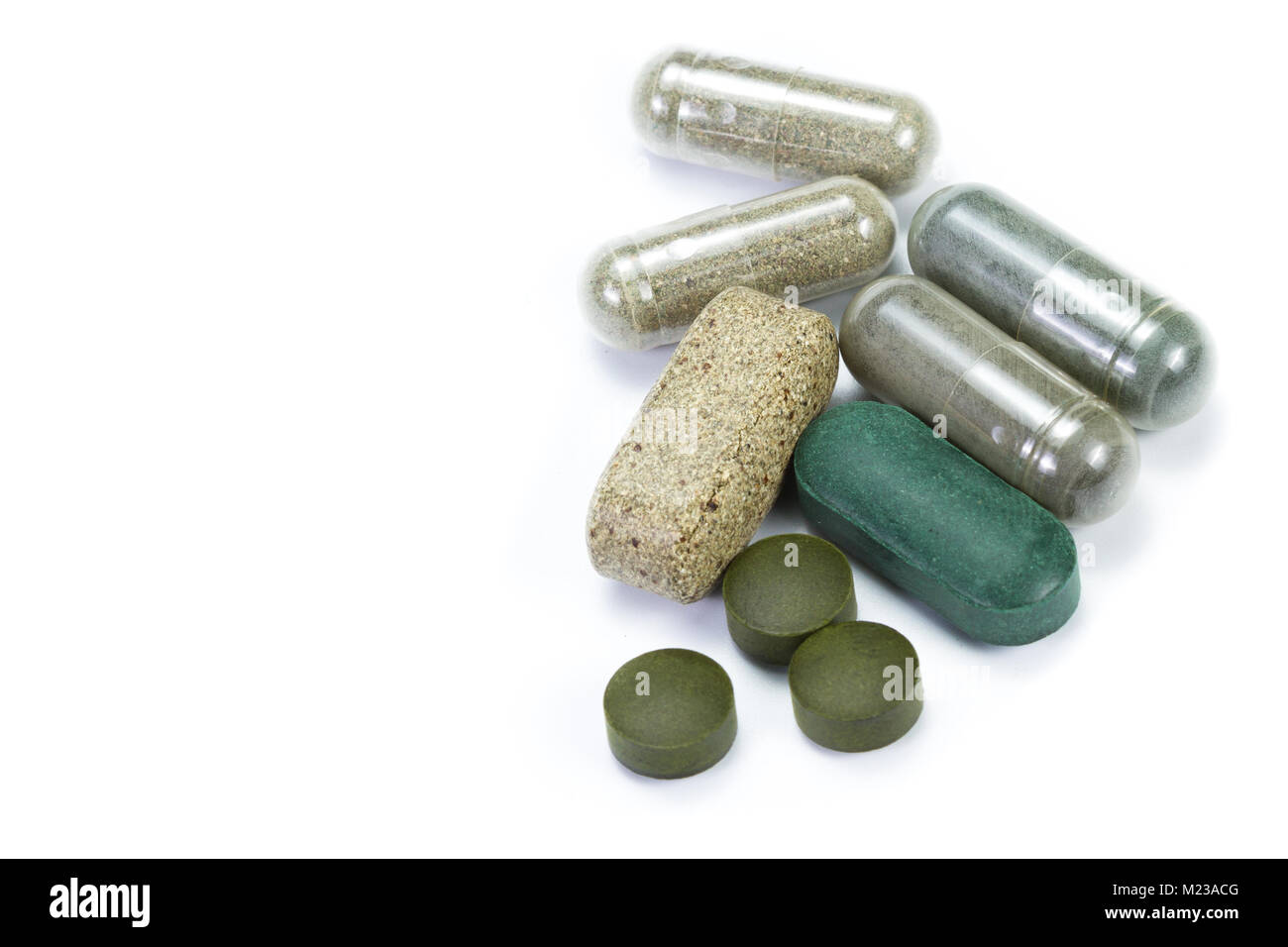 group of natural super food blend of nutrient rich health food capsules ...