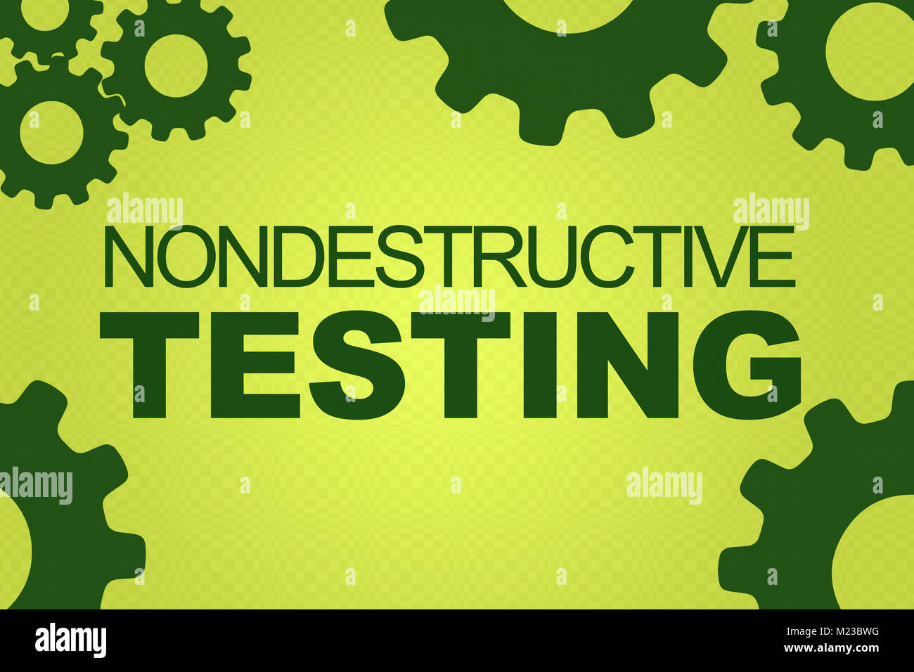 NONDESTRUCTIVE TESTING sign concept illustration with red gear wheel ...