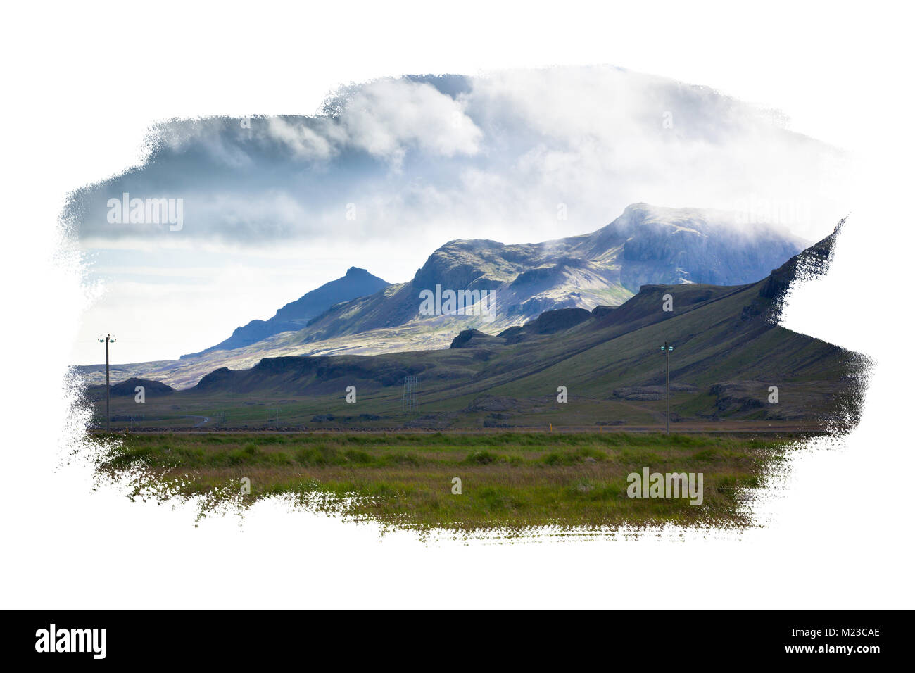 Icelandic mountain landscape isolated on white Stock Photo - Alamy