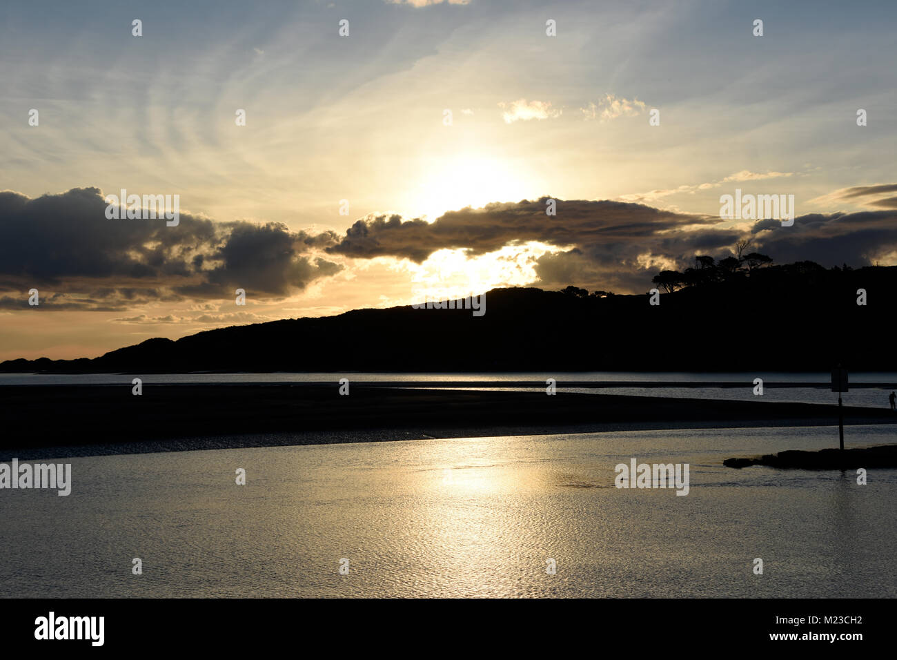 Sunset over the Raglan waters Stock Photo - Alamy
