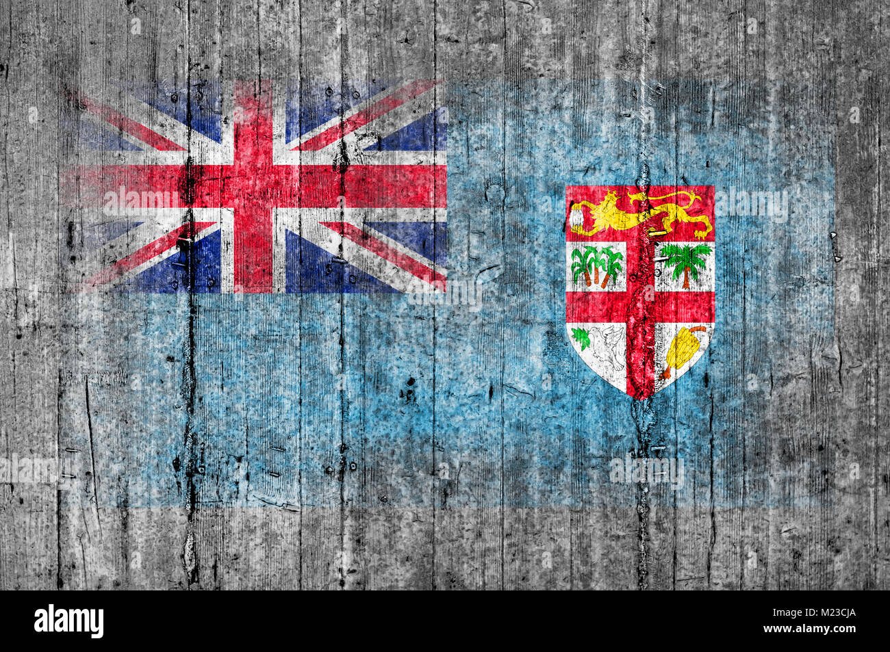 Fiji flag painted on background texture gray concrete Stock Photo - Alamy