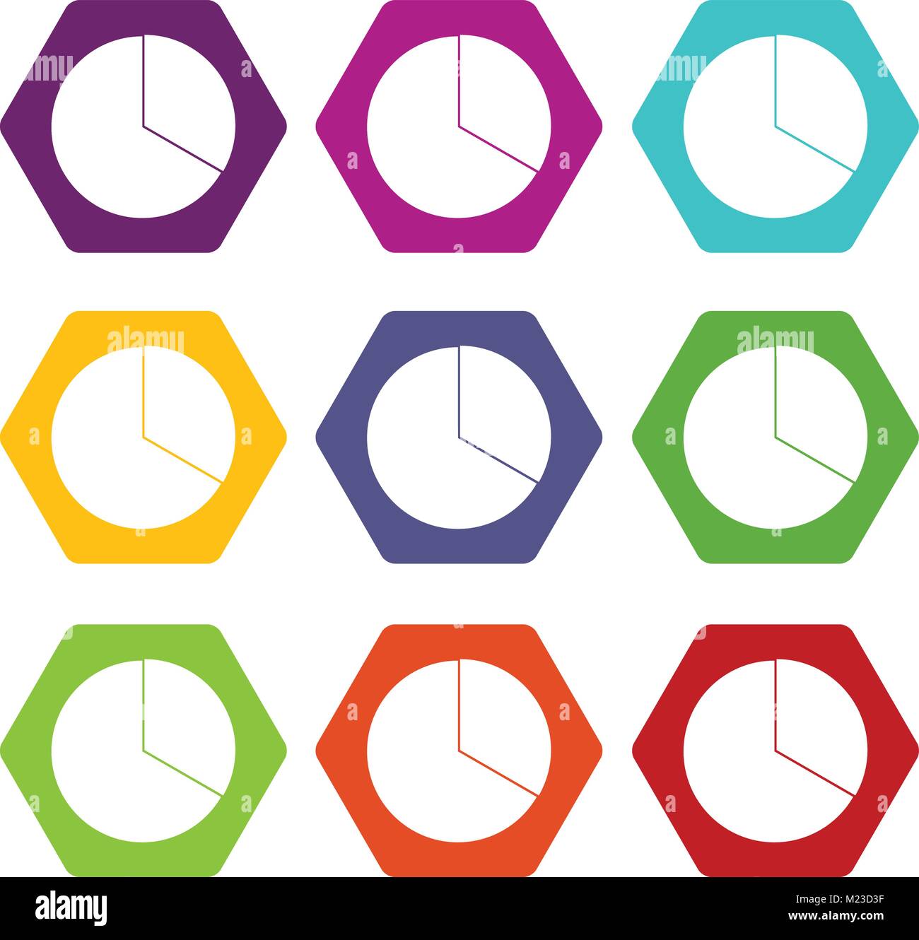 Circle chart infographic icon set color hexahedron Stock Vector Image ...