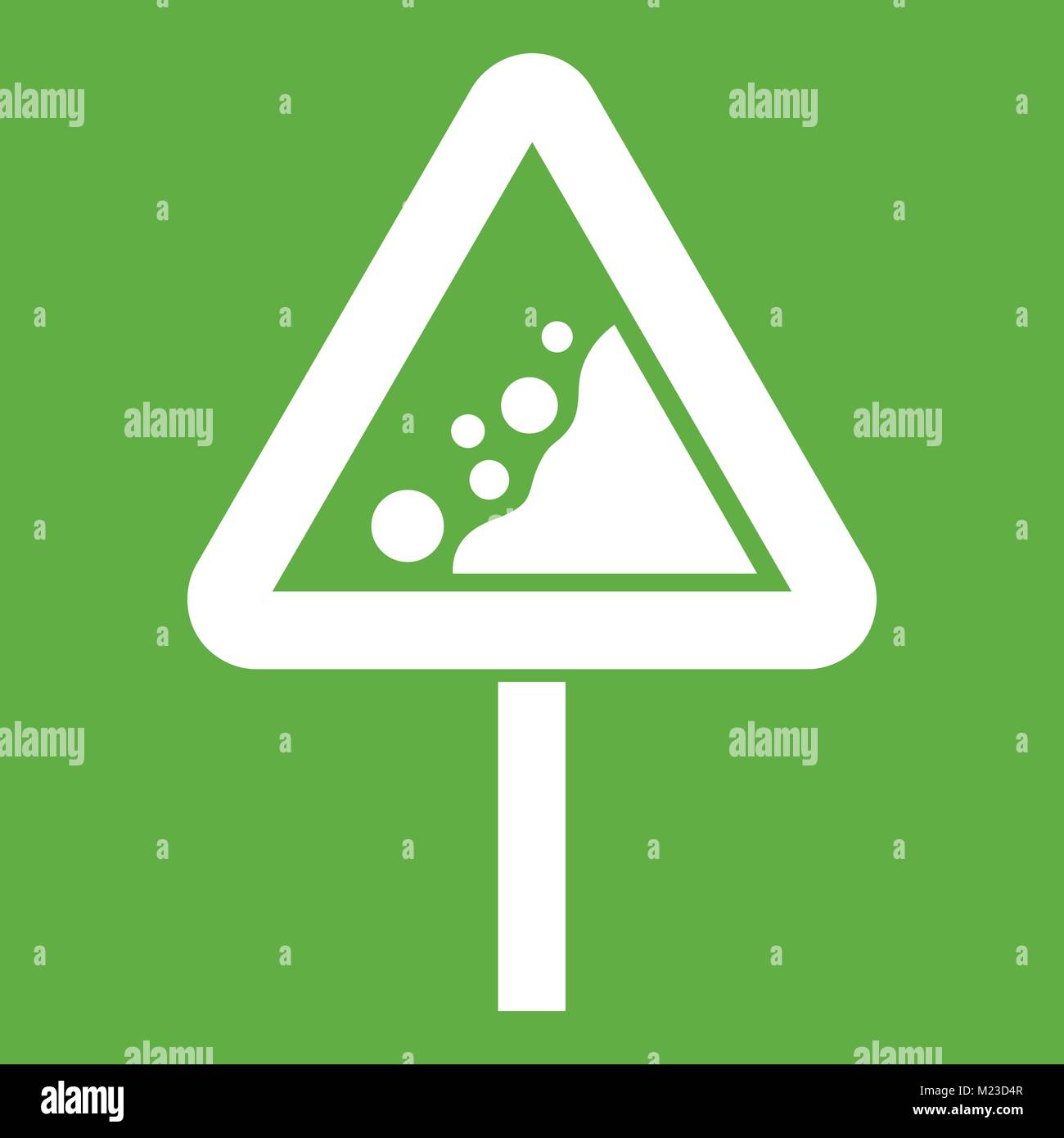 Falling rocks warning traffic sign icon green Stock Vector Image & Art ...