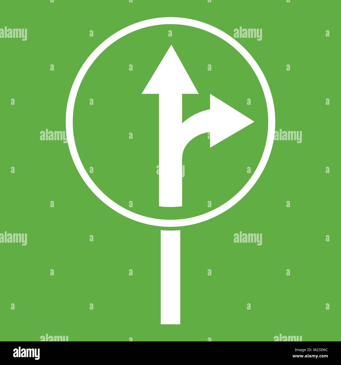 Straight or right turn ahead road sign icon green Stock Vector Image ...