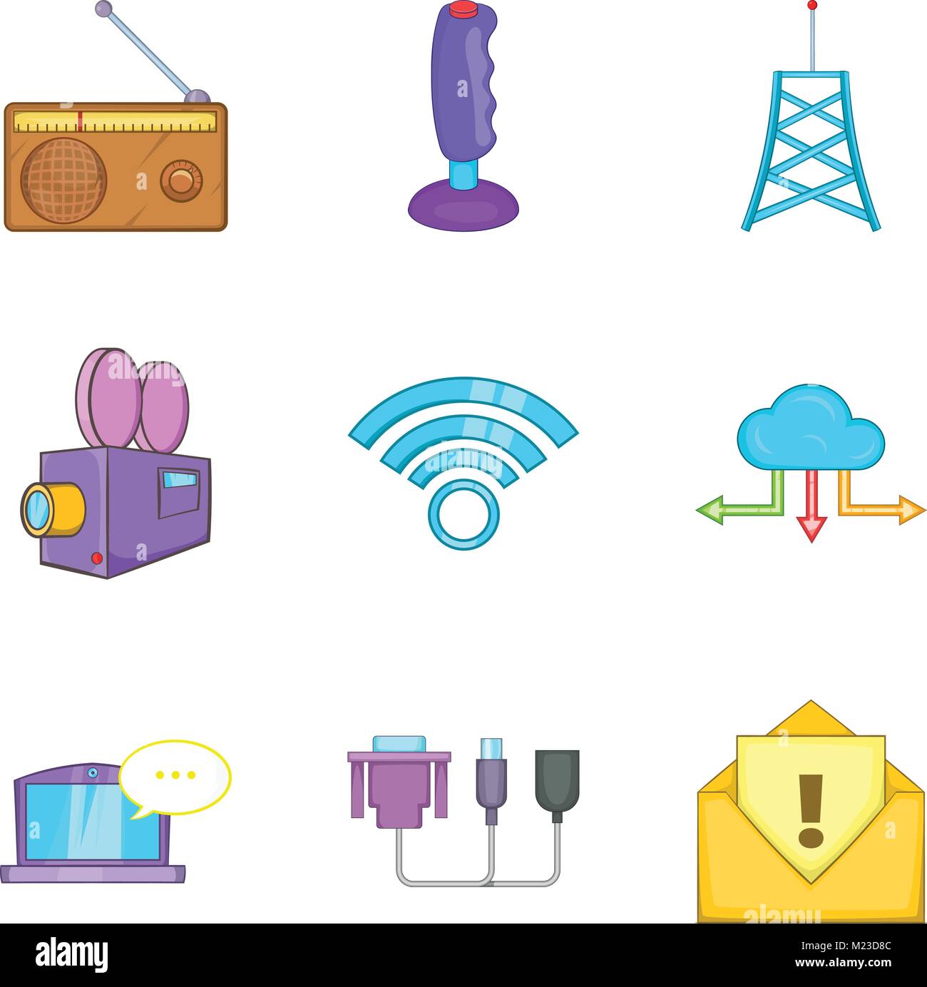 Mobile theme icons set, cartoon style Stock Vector Image & Art - Alamy