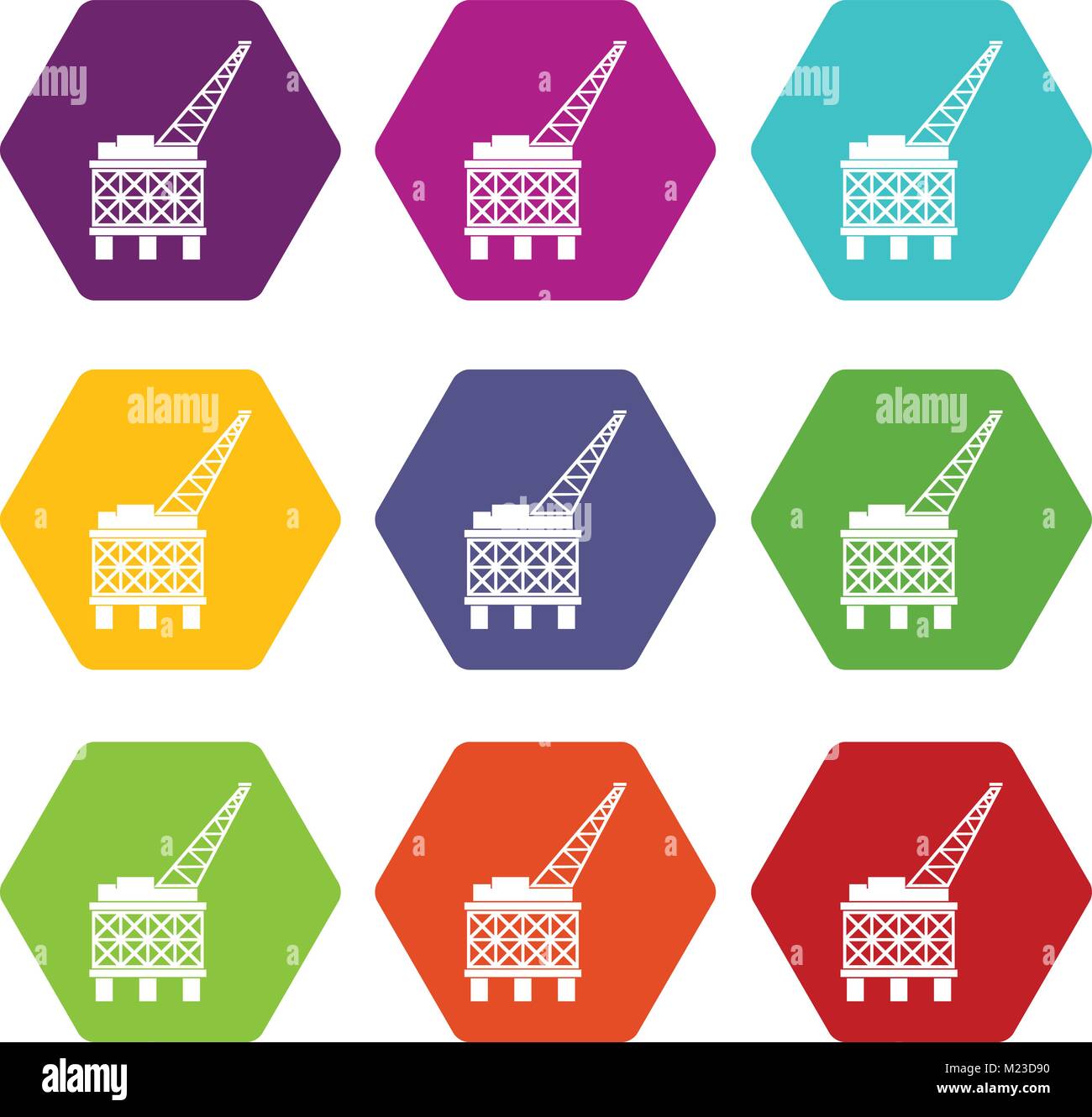 Oil platform icon set color hexahedron Stock Vector Image & Art - Alamy
