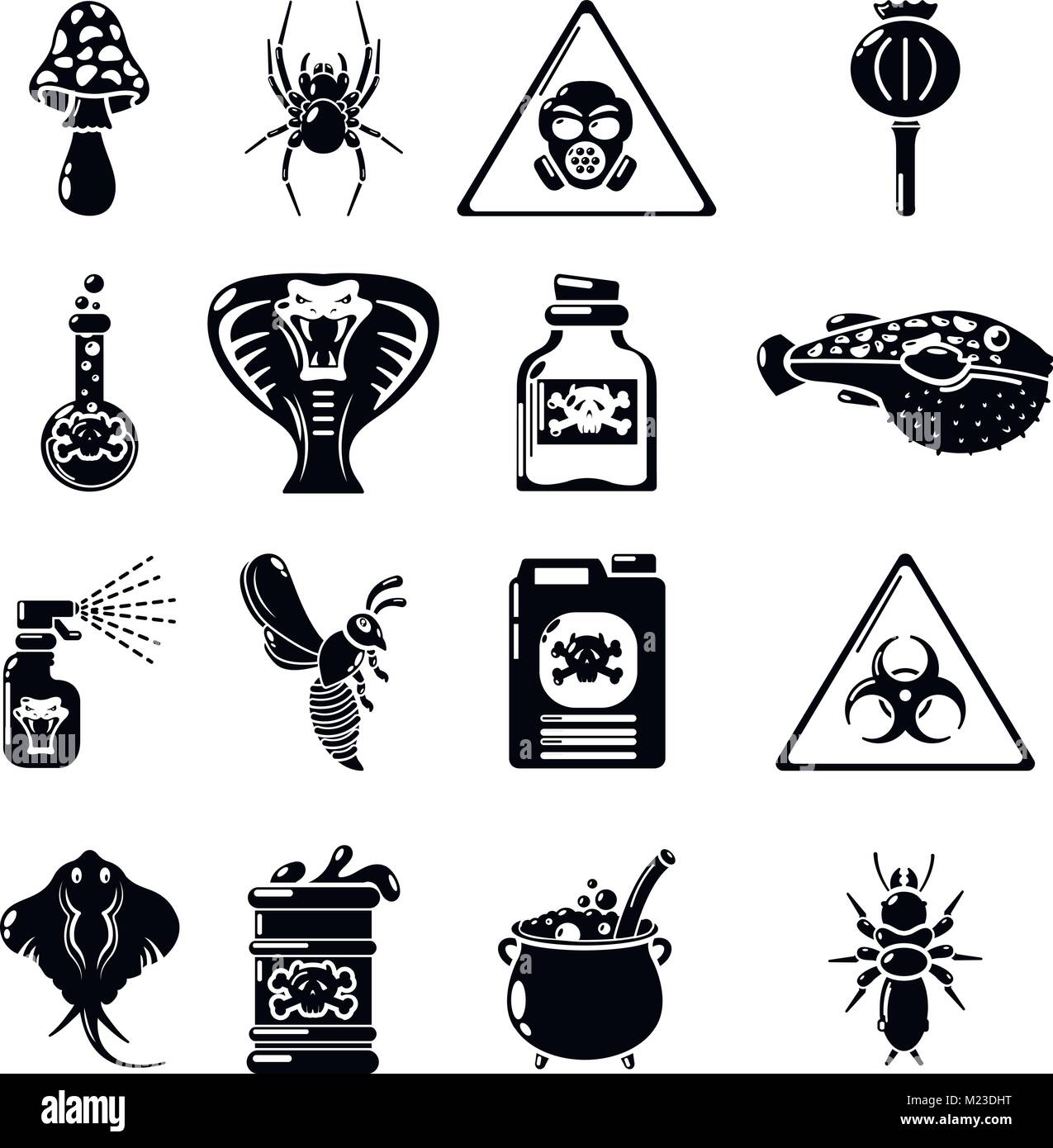 Poison danger toxic icons set, simple style Stock Vector Image & Art ...