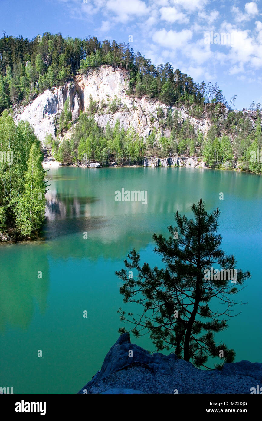 limestone Adrspach rock town and quarry lake - National park of ...