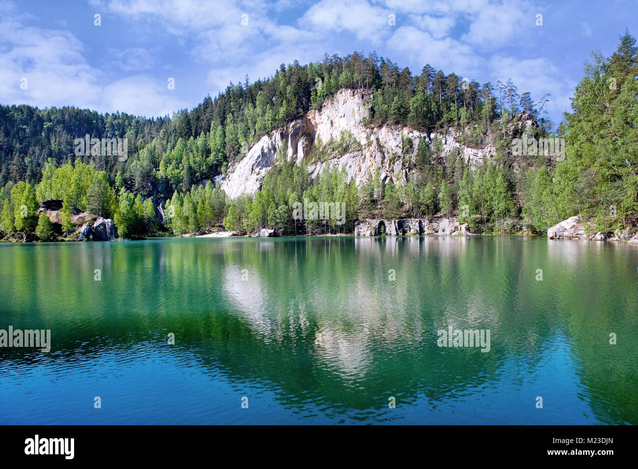 limestone Adrspach rock town and quarry lake - National park of ...