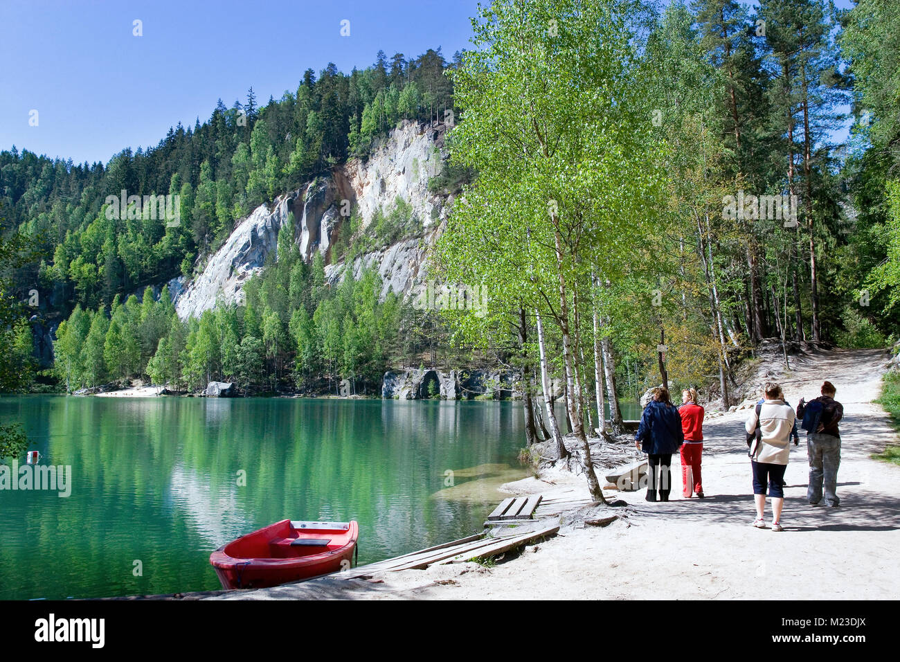 limestone Adrspach rock town and quarry lake - National park of ...
