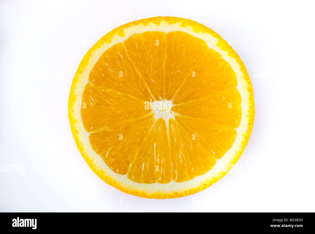 Orange slice isolated on white background macro Stock Photo - Alamy