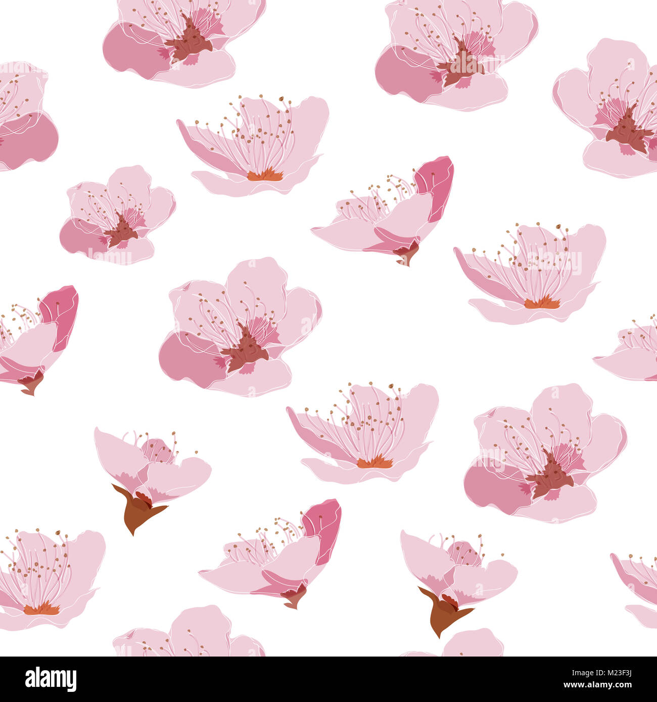Cherry blossom pattern vector. Pink floral background for greeting card ...