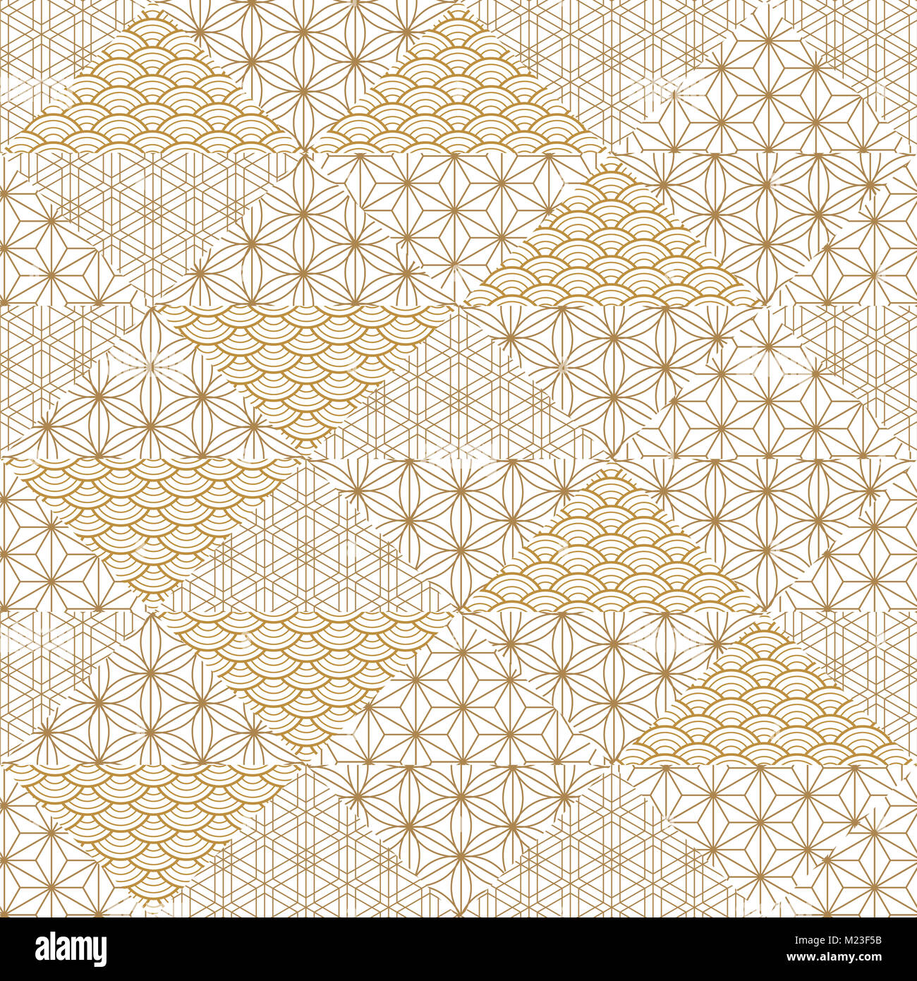 Japanese pattern vector. Oriental gold triangle background texture in ...