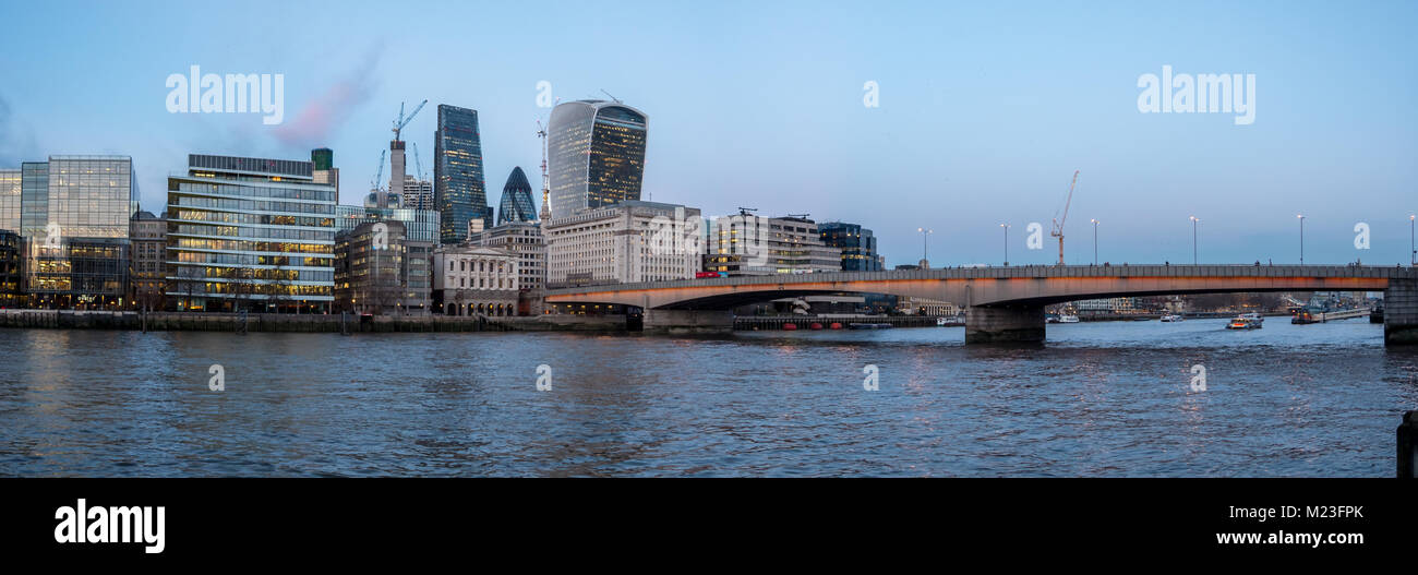 Panoramic View of the London Bridge With Lights On Stock Photo - Alamy