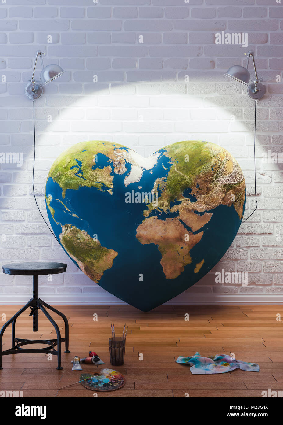 Heart earth globe hi-res stock photography and images - Alamy