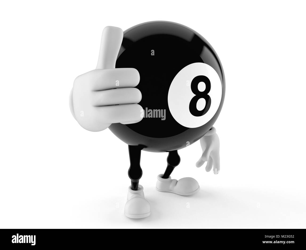 Eight ball character with thumbs up isolated on white background Stock ...