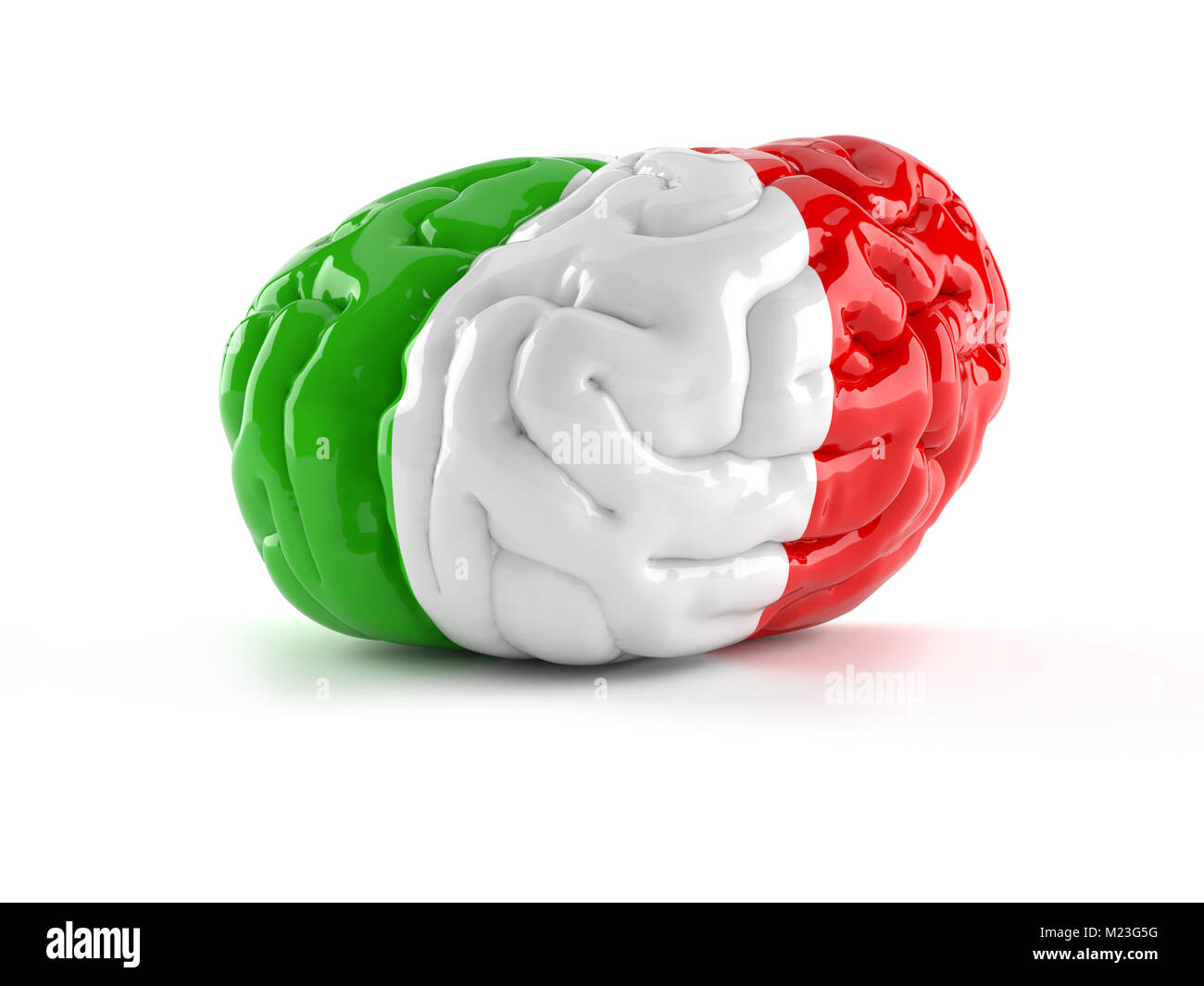 Brain with italy flag isolated on white background Stock Photo - Alamy