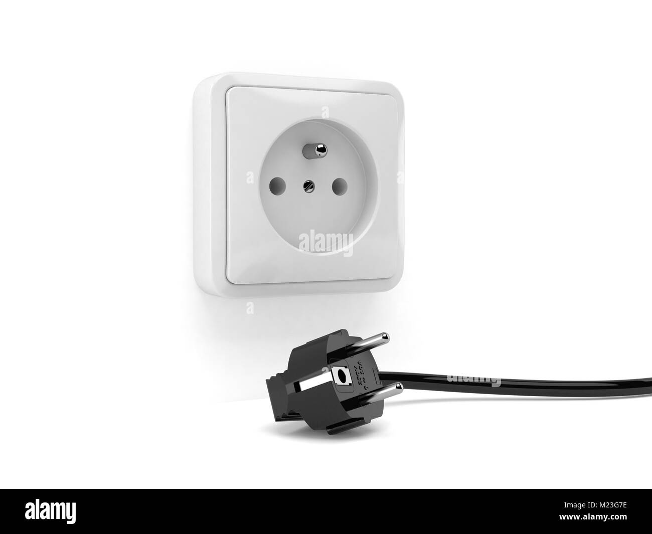 Outlet with electric plug isolated on white background Stock Photo - Alamy