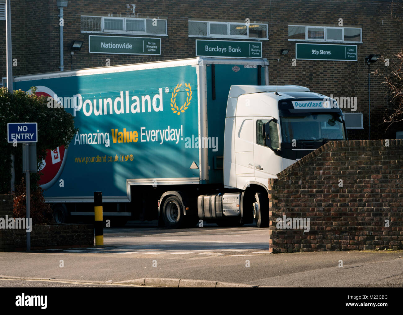 Poundland lorry delivering to back of store in Totton, Hampshire ...