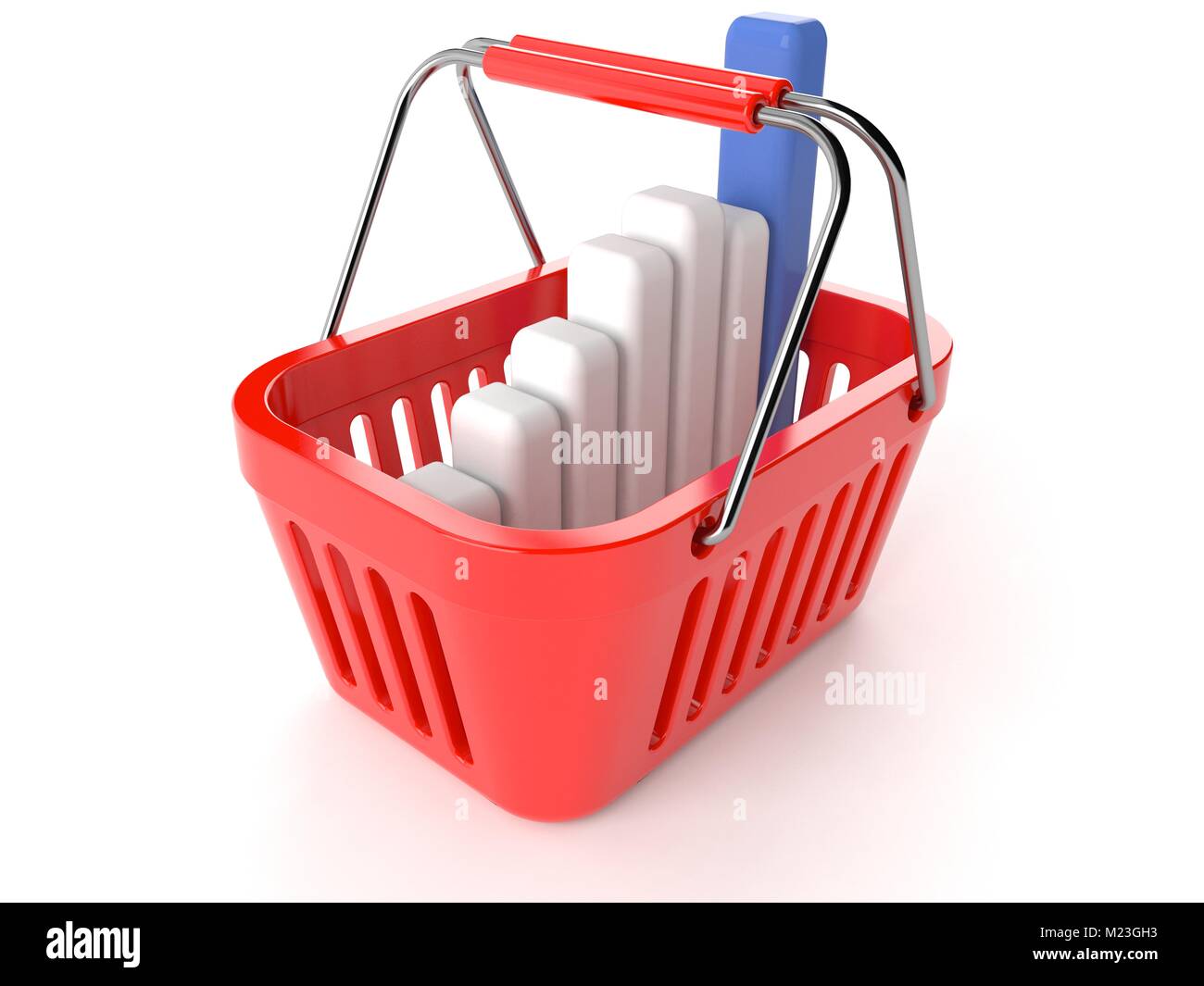 Shopping basket with chart isolated on white background Stock Photo - Alamy