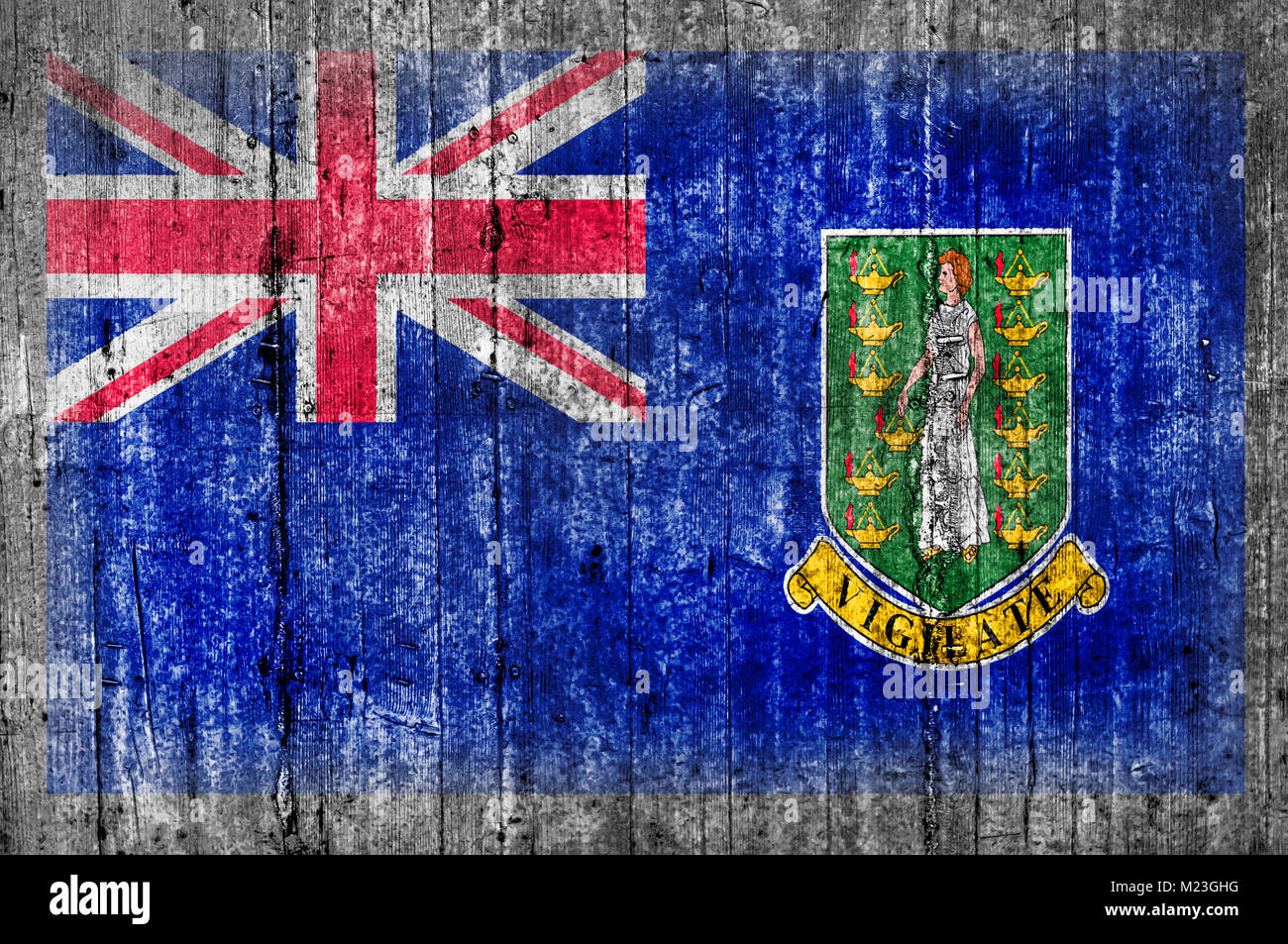 British Virgin Islands flag painted on background texture gray concrete ...