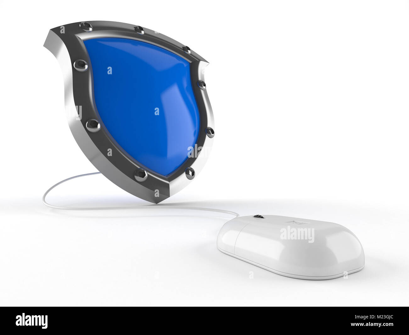 Shield with computer mouse isolated on white background Stock Photo - Alamy
