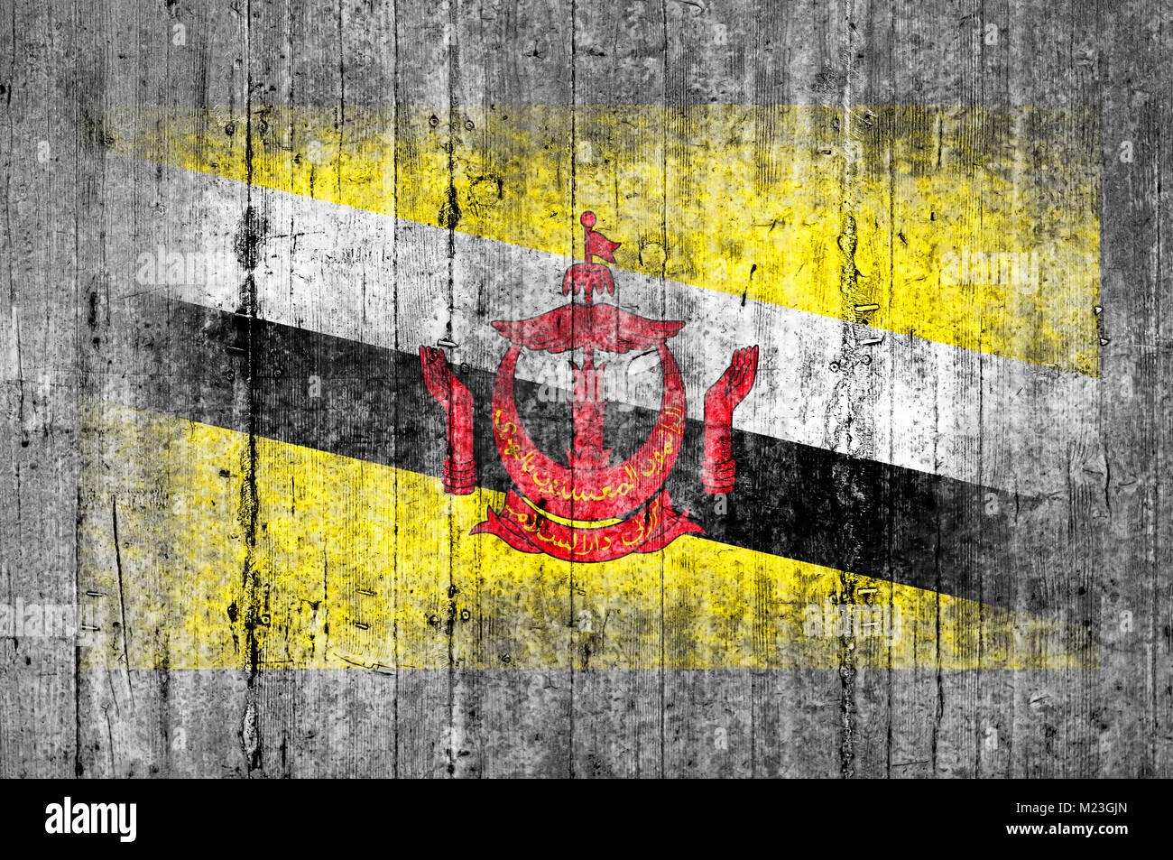Brunei flag painted on background texture gray concrete Stock Photo - Alamy