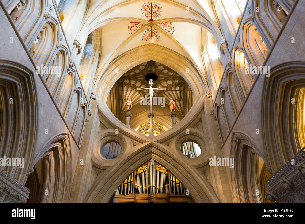 A statue of Jesus Christ on the cross is the centerpiece in a 14th ...