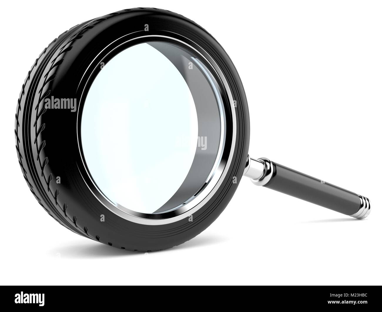 Car magnifying glass isolated on white background Stock Photo - Alamy