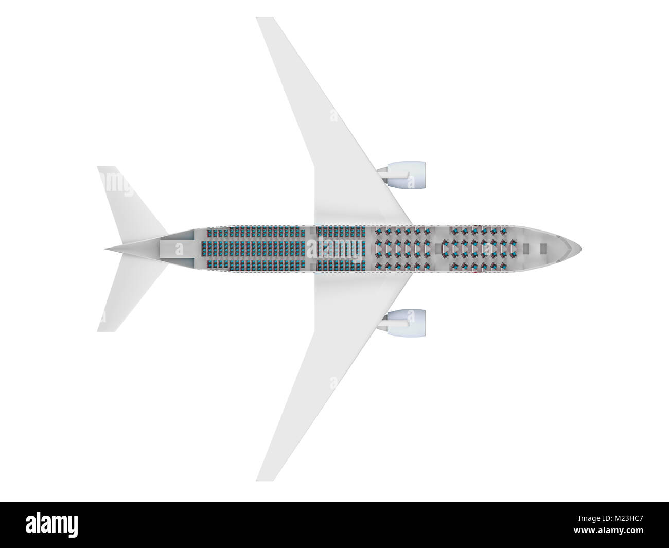 passenger airplane in section top view. 3d rendering Stock Photo - Alamy