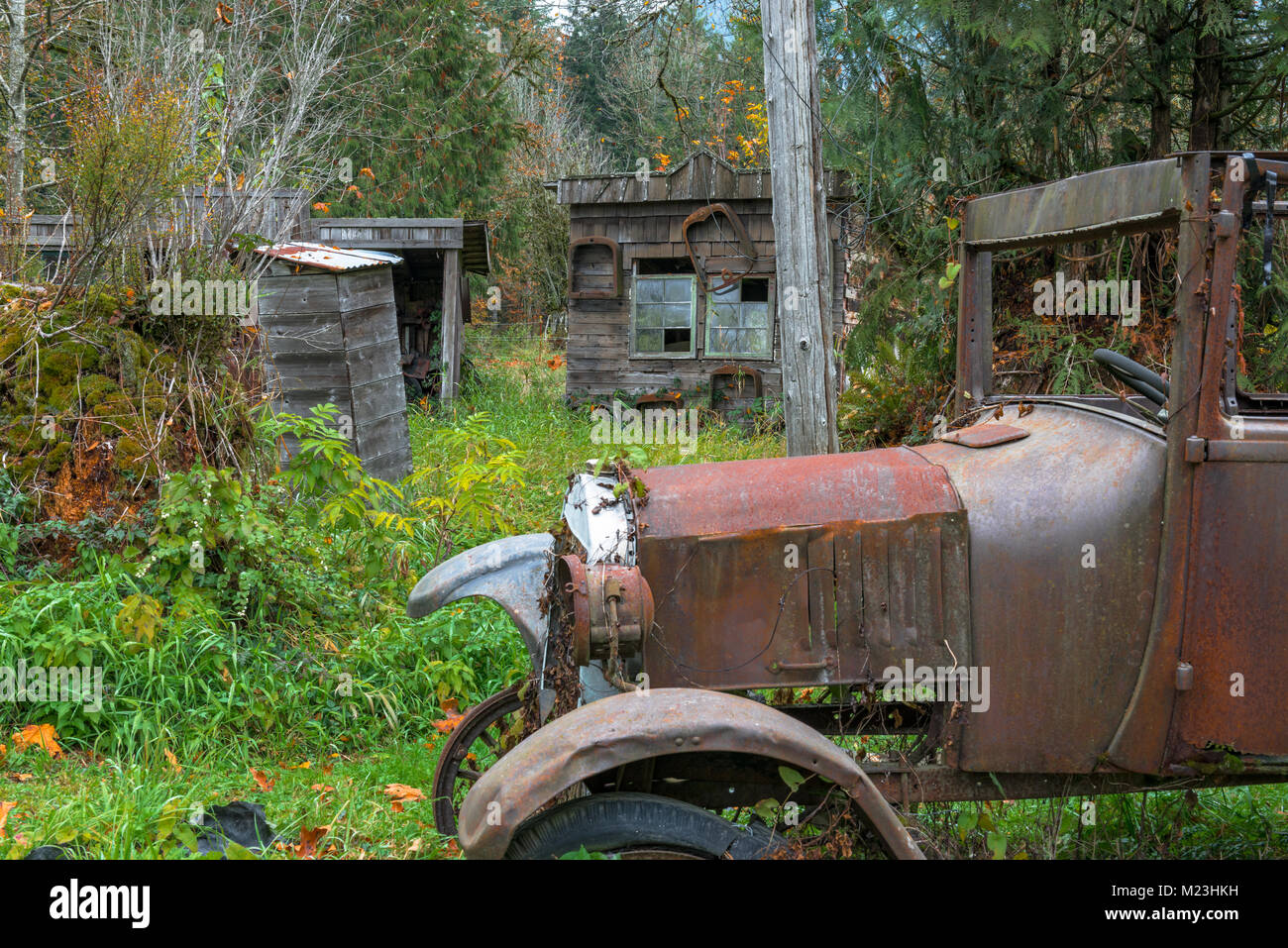 Old cars on a property in Deming, Washington, Whatcom County Stock ...