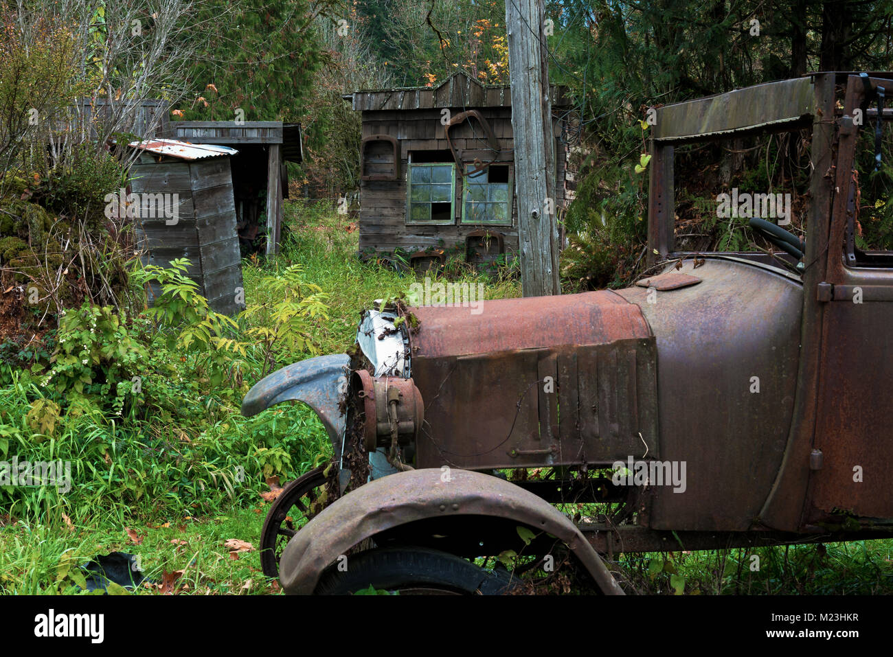 Old cars on a property in Deming, Washington, Whatcom County Stock ...