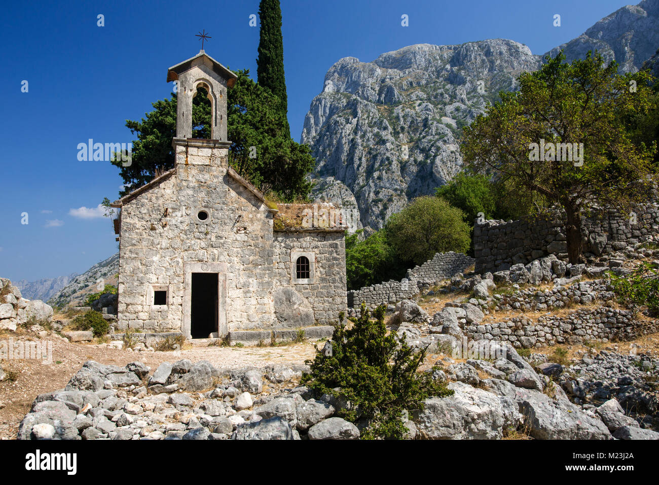 Medieval church in the coastal town of Kotor, Montenegro Stock Photo ...