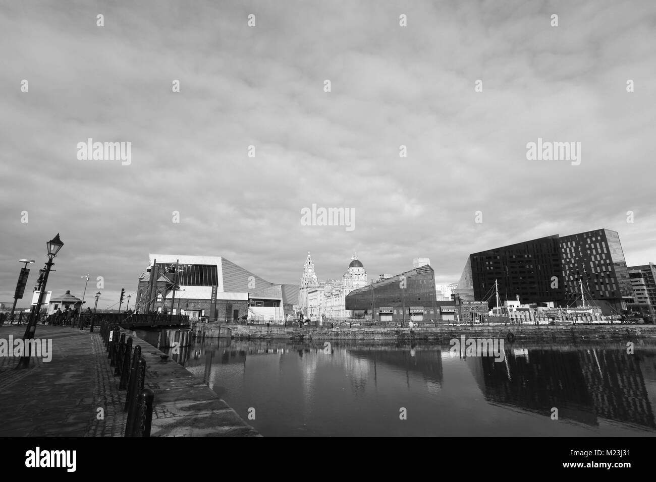 Liverpool waterfront buildings Black and White Stock Photos & Images ...