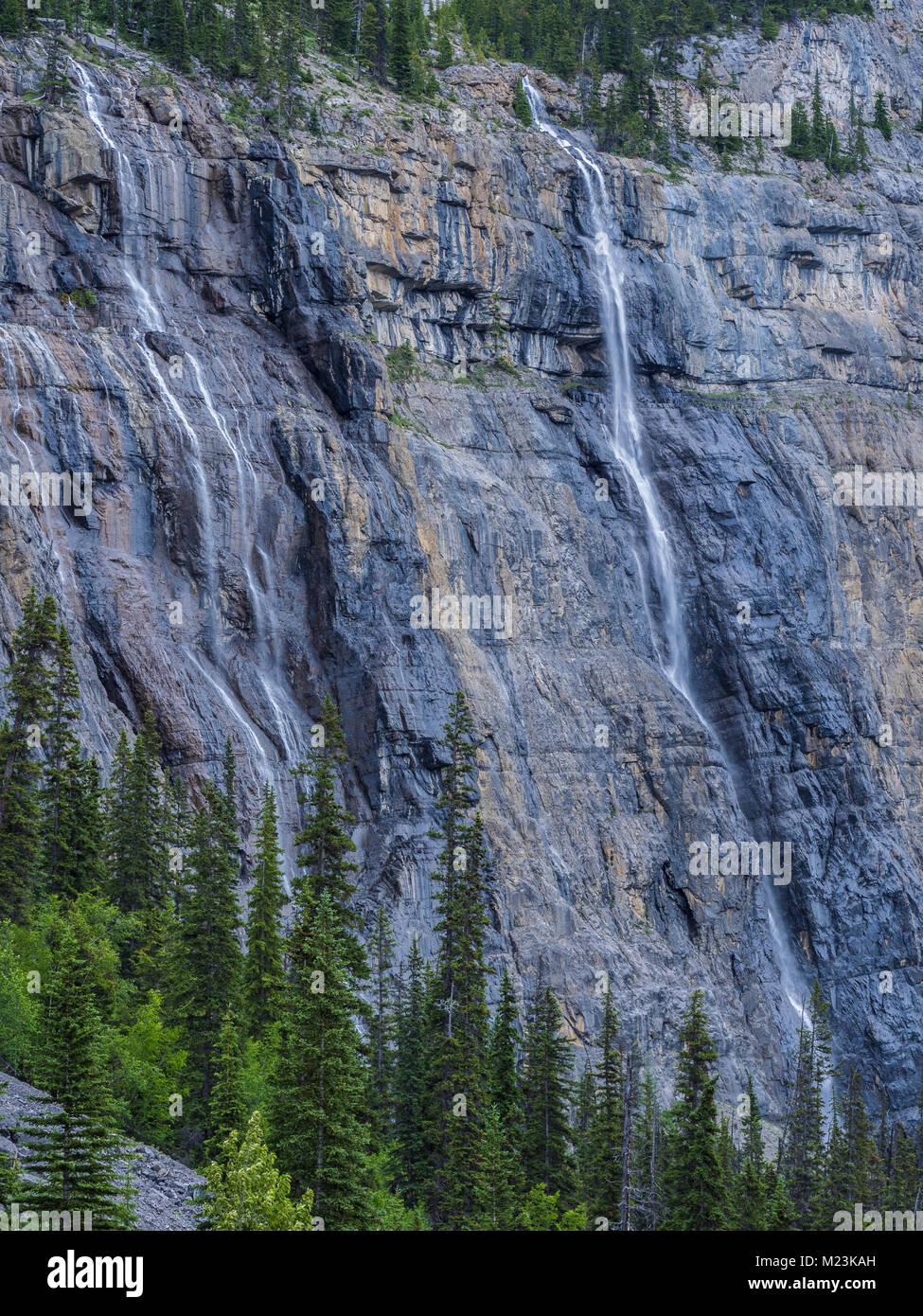 Waterfall along the Icefields Parkway, Banff National Park, Alberta ...