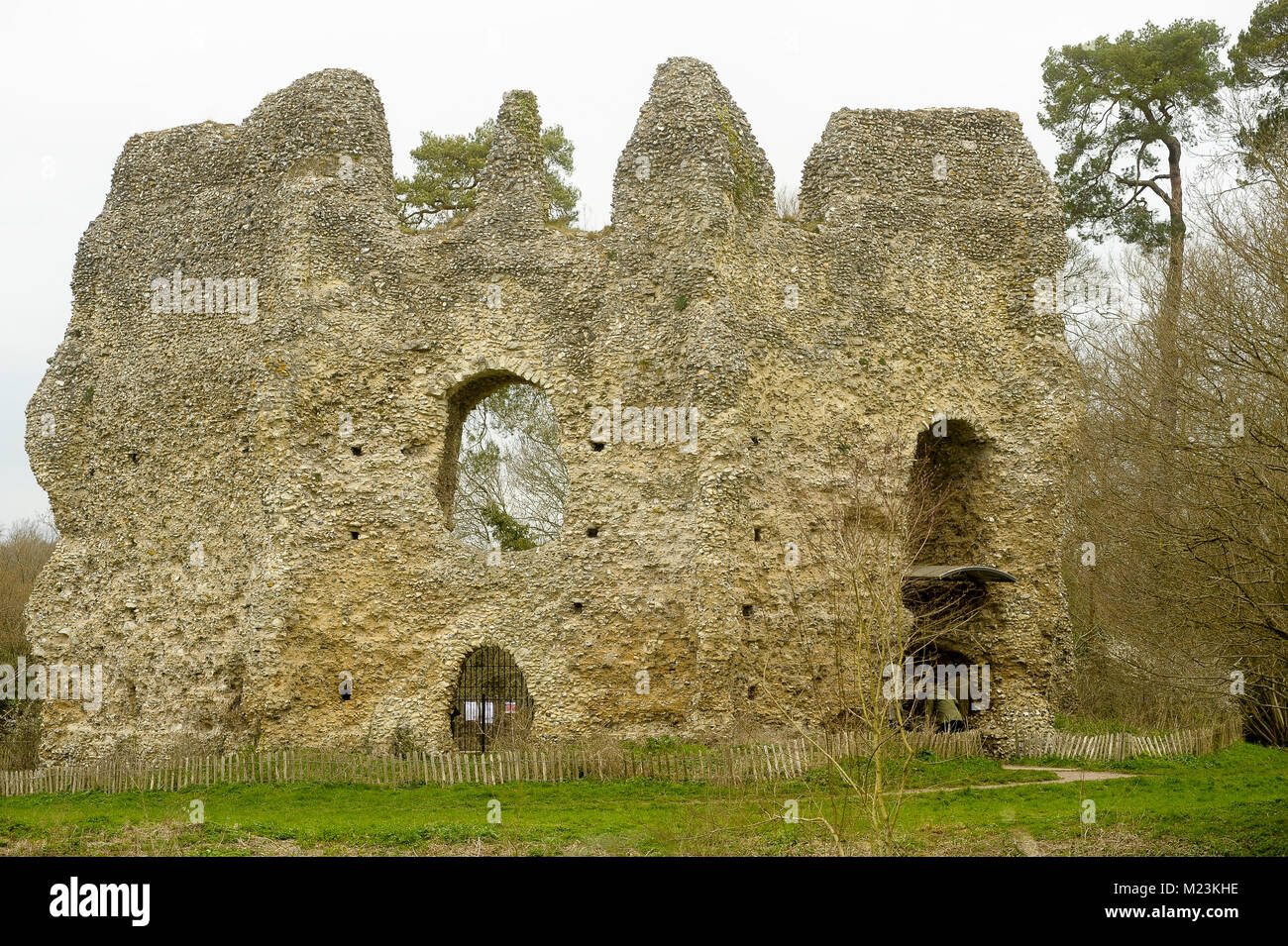 Ruins of Romanesque Gothic Odiham Castle also called King John`s Castle ...
