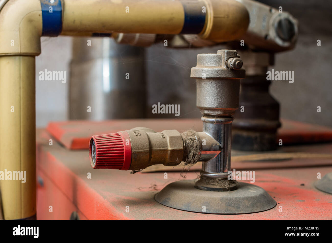 Photo of old furnace top. Red furnace Stock Photo - Alamy