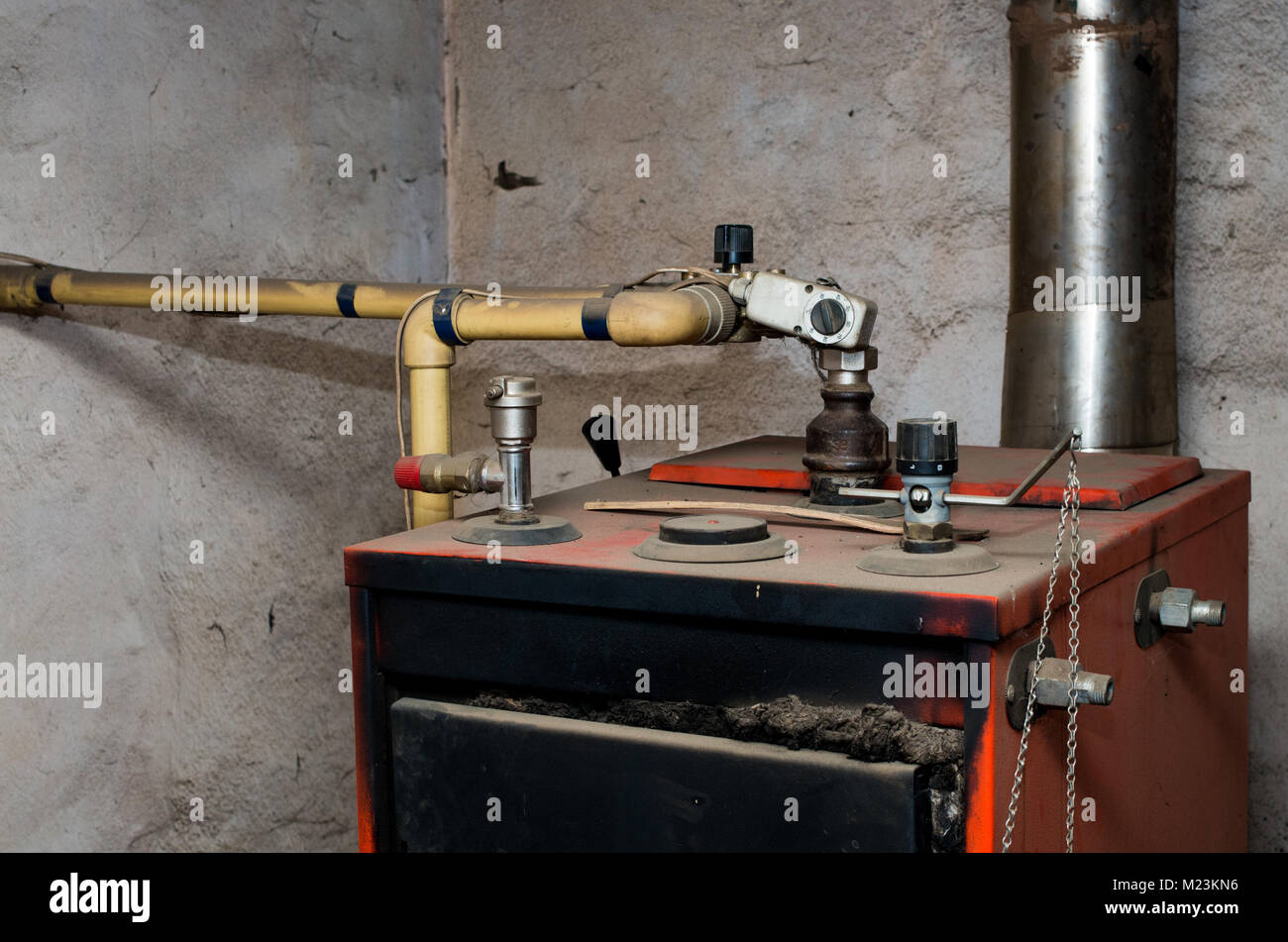 Photo of old furnace top. Red furnace Stock Photo - Alamy