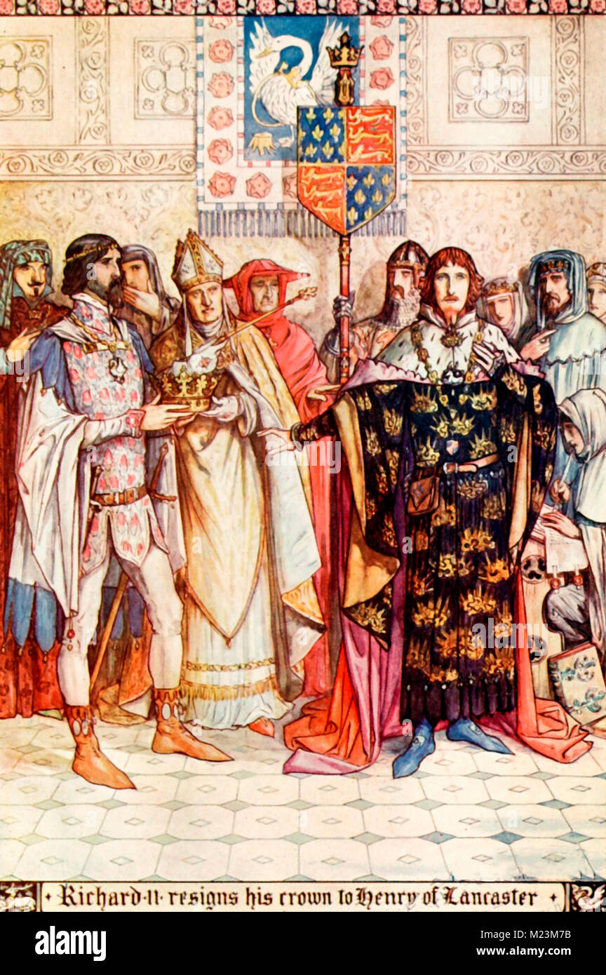 Richard ii resigns his crown to henry of lancaster hi-res stock ...