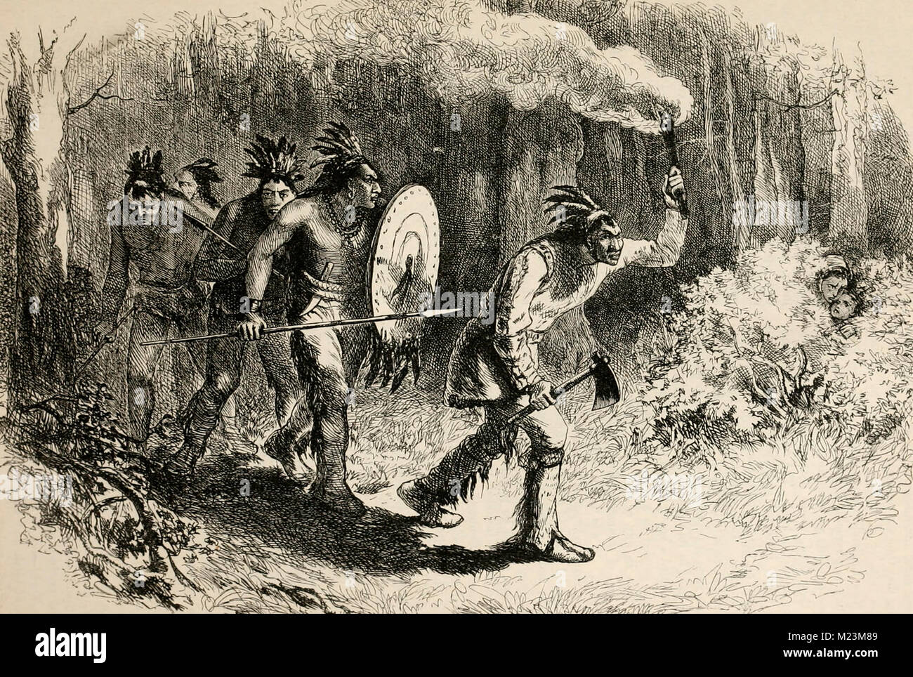 Tuscaroras Indians tracking fugitives Stock Photo - Alamy