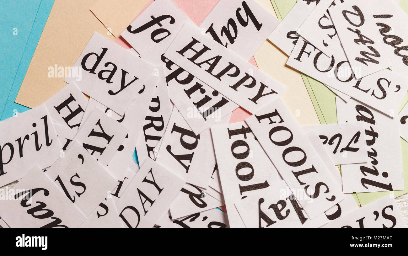 words Happy April Fools Day on colorful background Stock Photo - Alamy