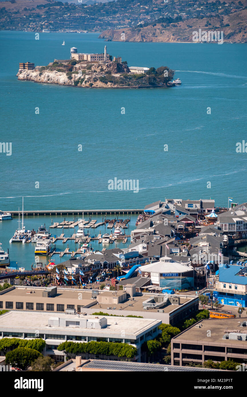 SAN FRANCISCO, CALIFORNIA - SEPTEMBER 9, 2015 - View of Pier 39 and ...