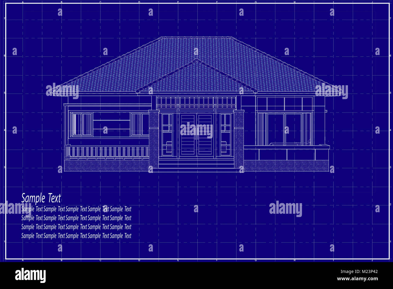 House Elevation Blueprint Frank Lloyd Wright