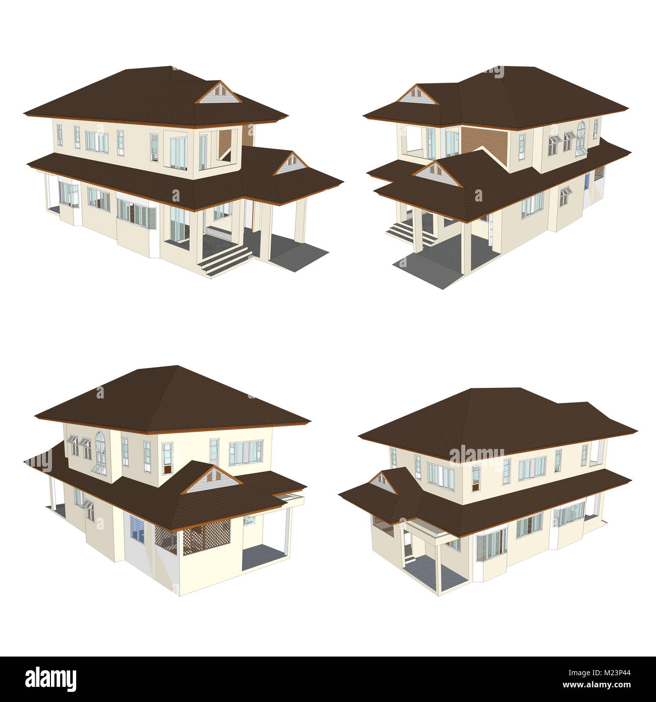 3D house model isometric view Stock Photo - Alamy